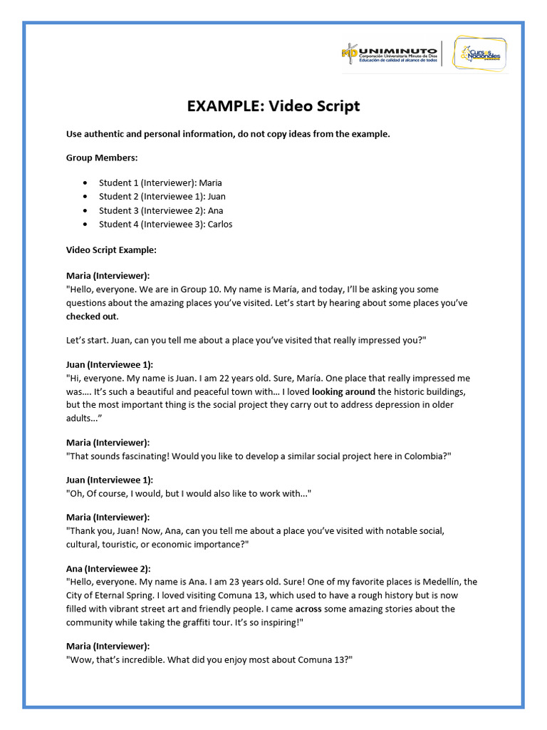 Example and Activity Planning (Oral task English 3) | PDF | Human Communication