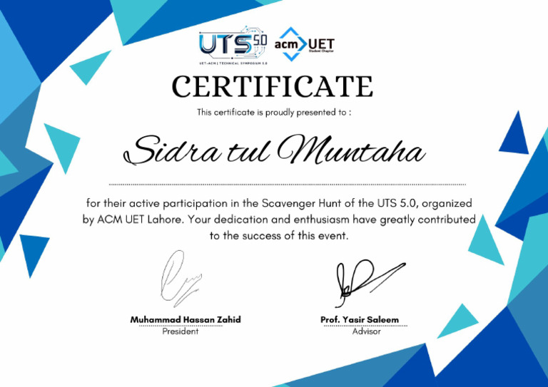 ACM Scavenger Hunt Certificate | PDF