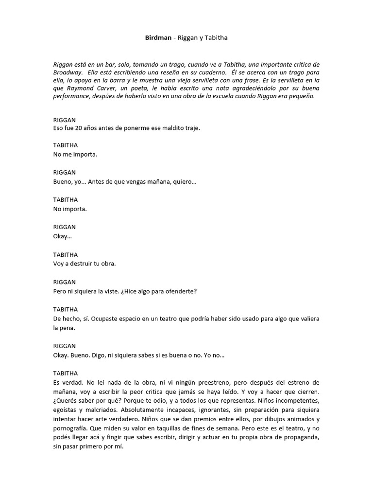 Birdman - Riggan y Crítica | PDF