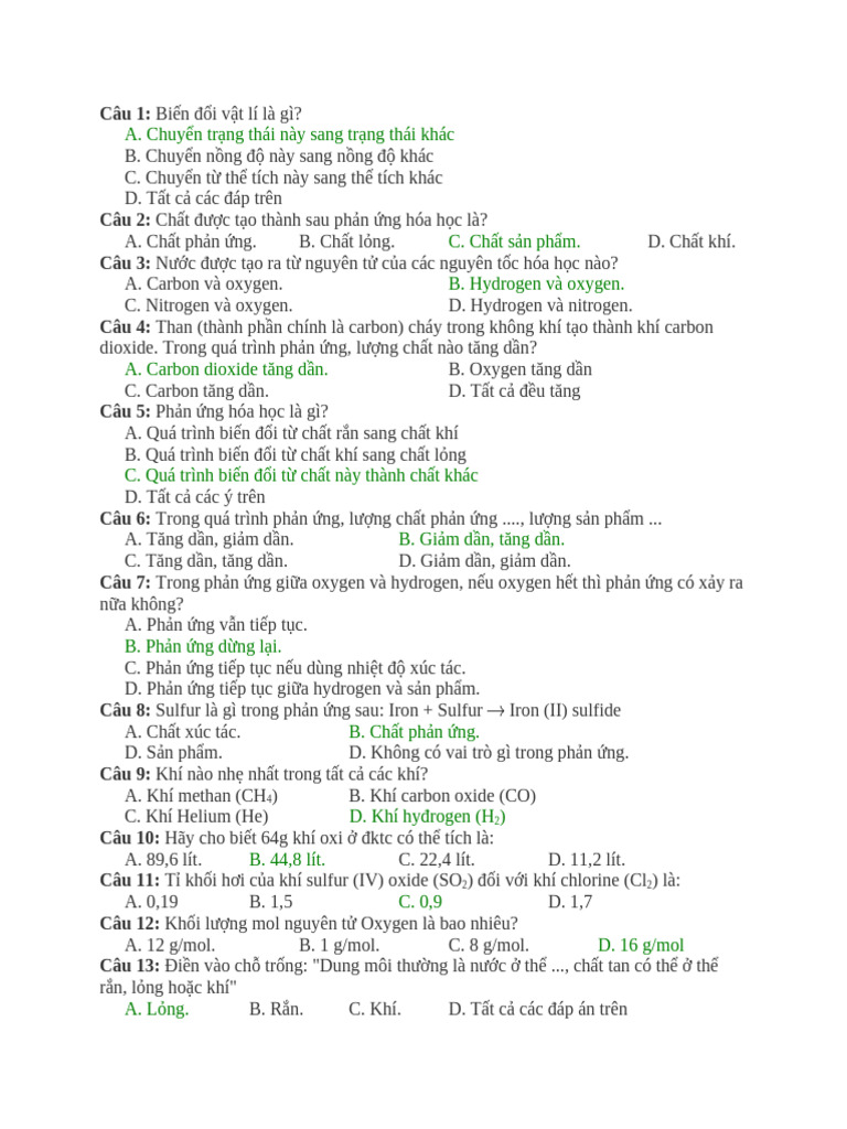 đề ktra hóa | PDF