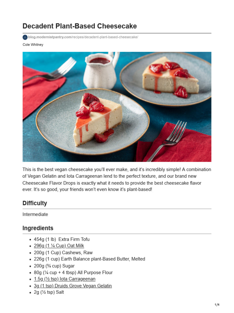 Decadent Plant-Based Cheesecake | PDF | Cheesecake | Breads