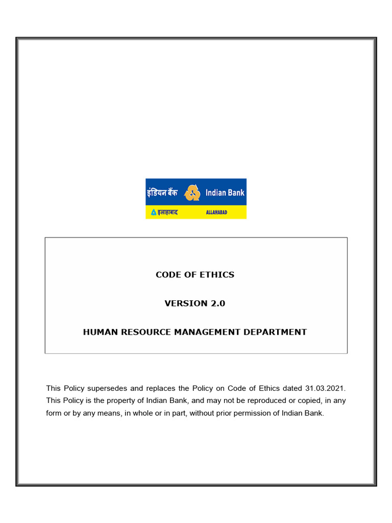 Code of Ethics | PDF | Human Resource Management | Loans