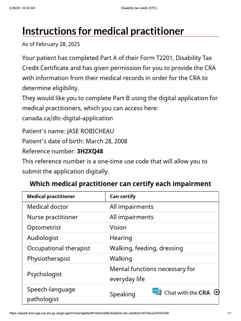 DTC Form T2201 Completion Guide | PDF