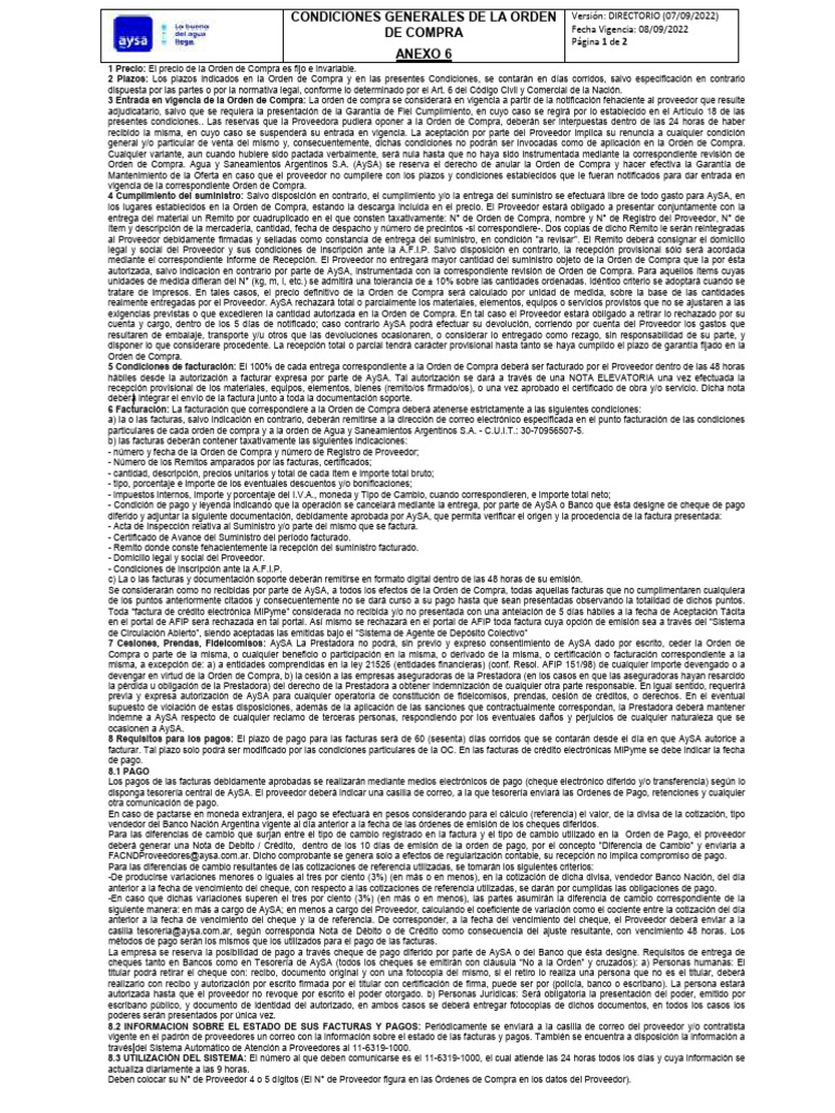 Condiciones Generales | PDF | Cheque | Factura