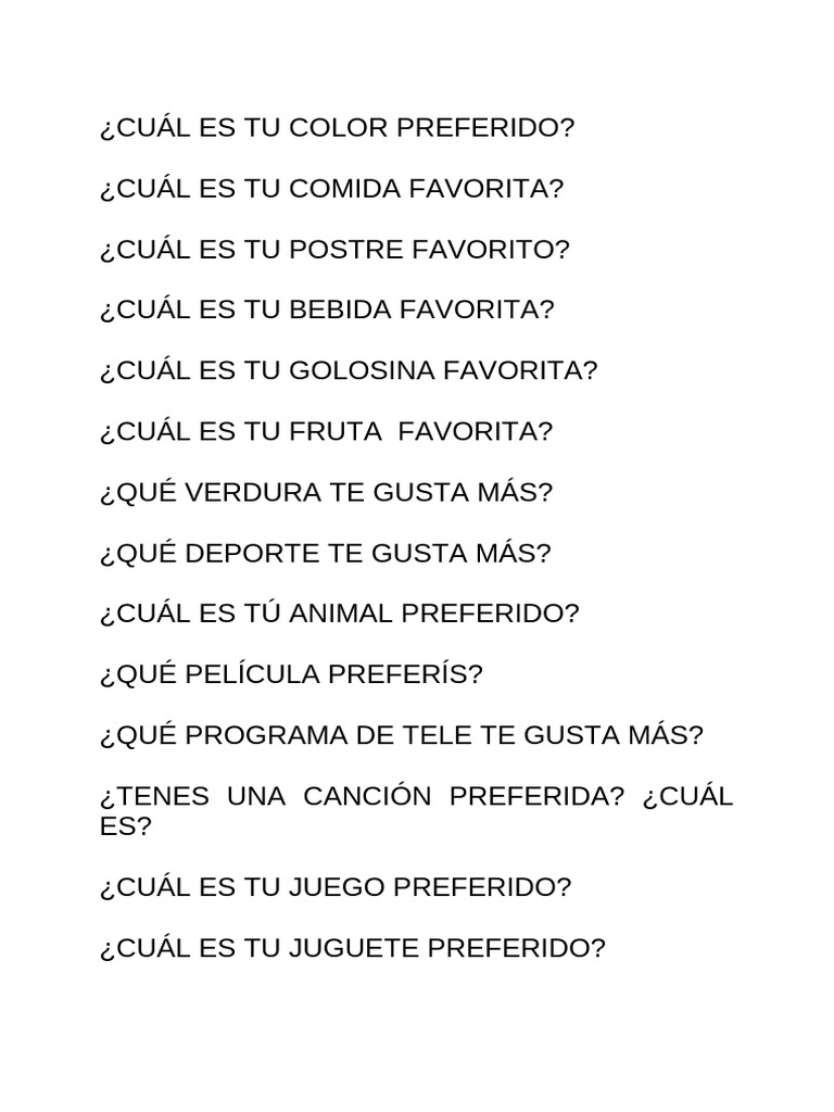 Preguntas sobre gustos y preferencias | PDF