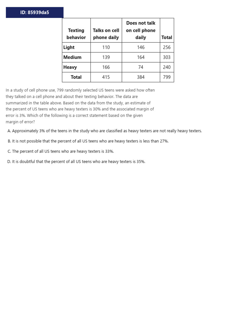 Inference From Sample Statistics and Margin of Error | PDF | Sampling (Statistics) | Opinion Poll