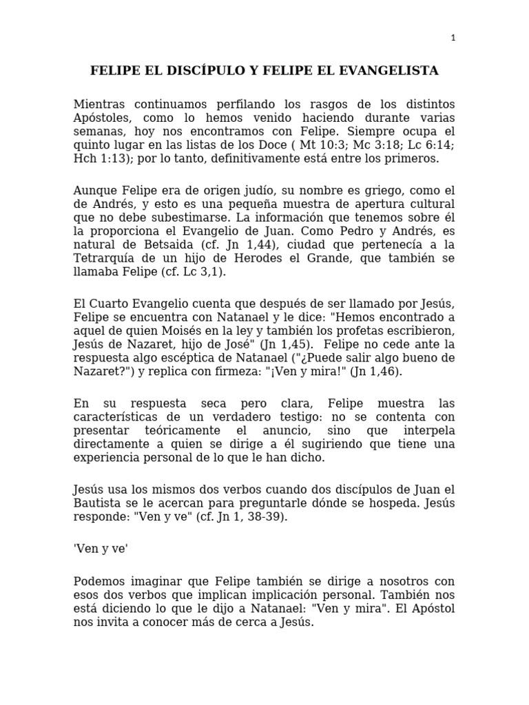 Estudio Sobre Felipe El Discípulo y Felipe El Evangelista | PDF ...