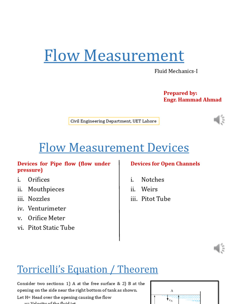 Lec-9 Flow Measurement With Numericals | PDF | Flow Measurement | Mechanics