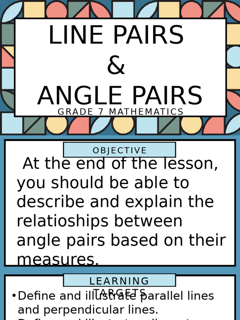 Line Pairs and Angle Pairs 1 | PDF | Angle | Perpendicular