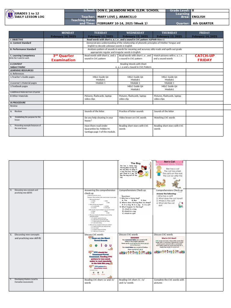 English DLL Week 1-4 Quarter 4 | PDF | Learning | Human Communication