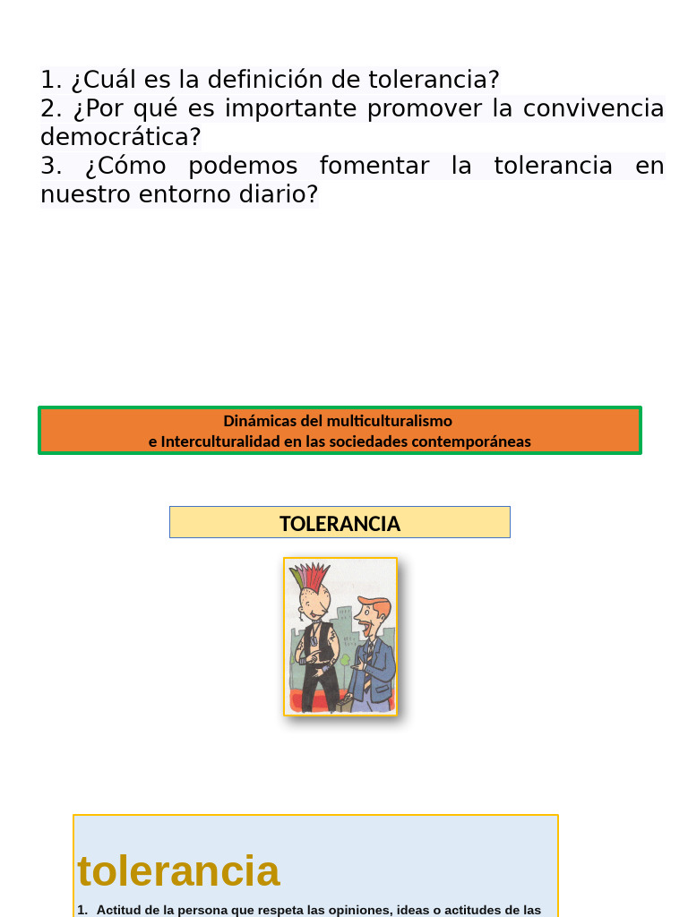 La Tolerancia Como Pilar de La Convivencia Democratica | PDF | Tolerancia | Comportamiento