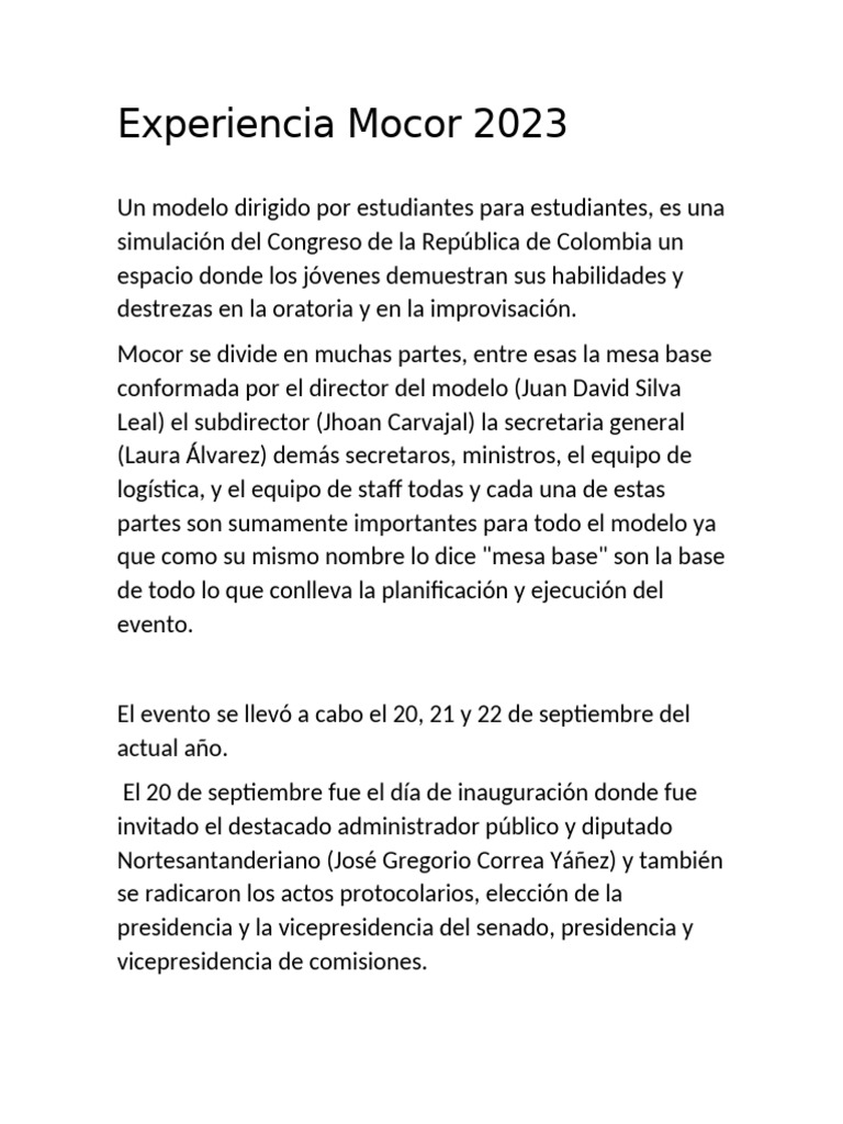 Reseña Mocor 2023 | PDF | Gobierno