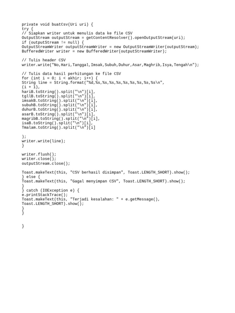 Generate CSV File in Android Code | PDF