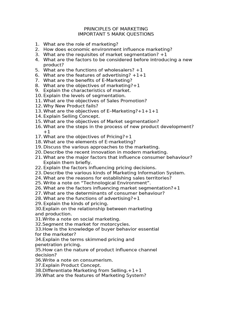Key Marketing Principles and Questions | PDF | Marketing | Digital ...