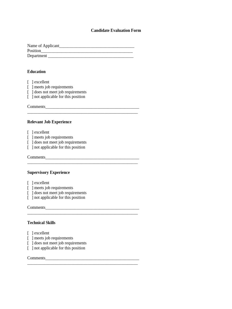 Candidate Evaluation Form | PDF
