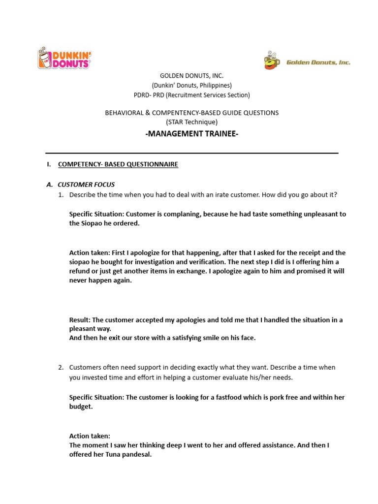 Ops - Updated Behavioral Questionnaire | PDF