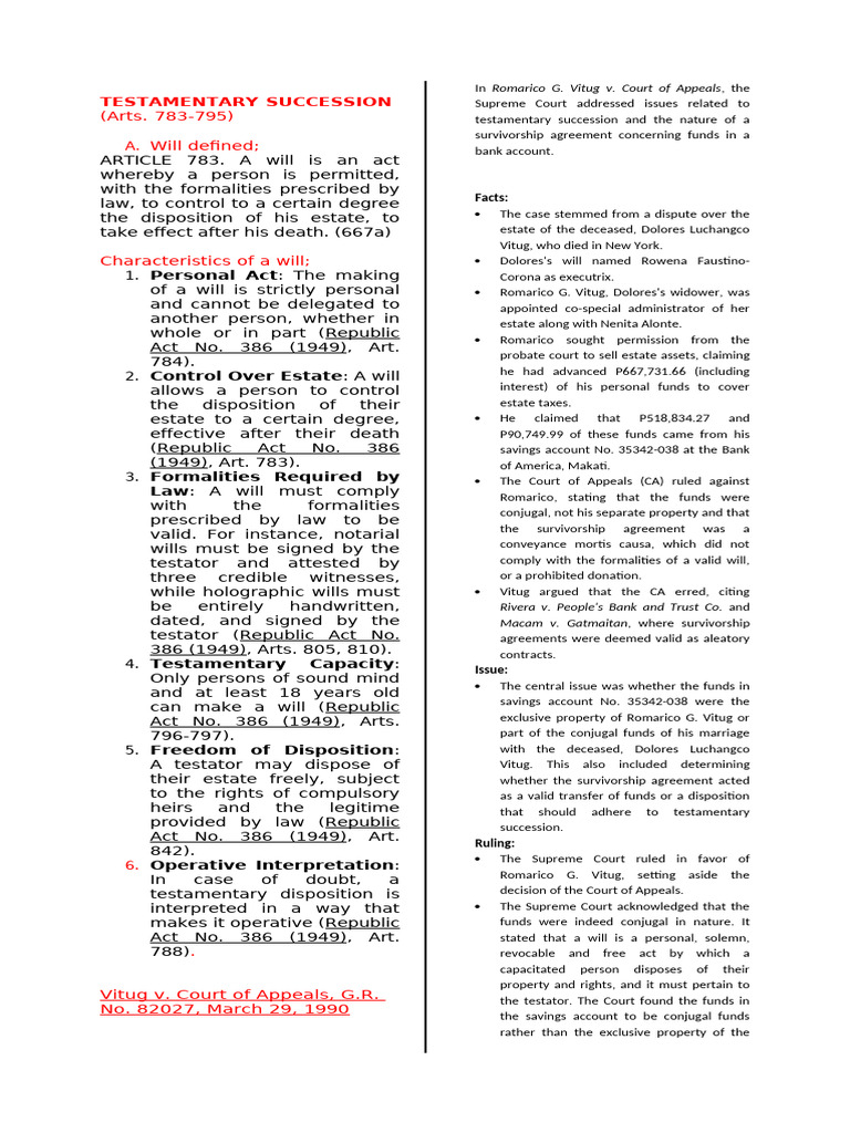 Understanding Testamentary Succession | PDF | Will And Testament | Probate