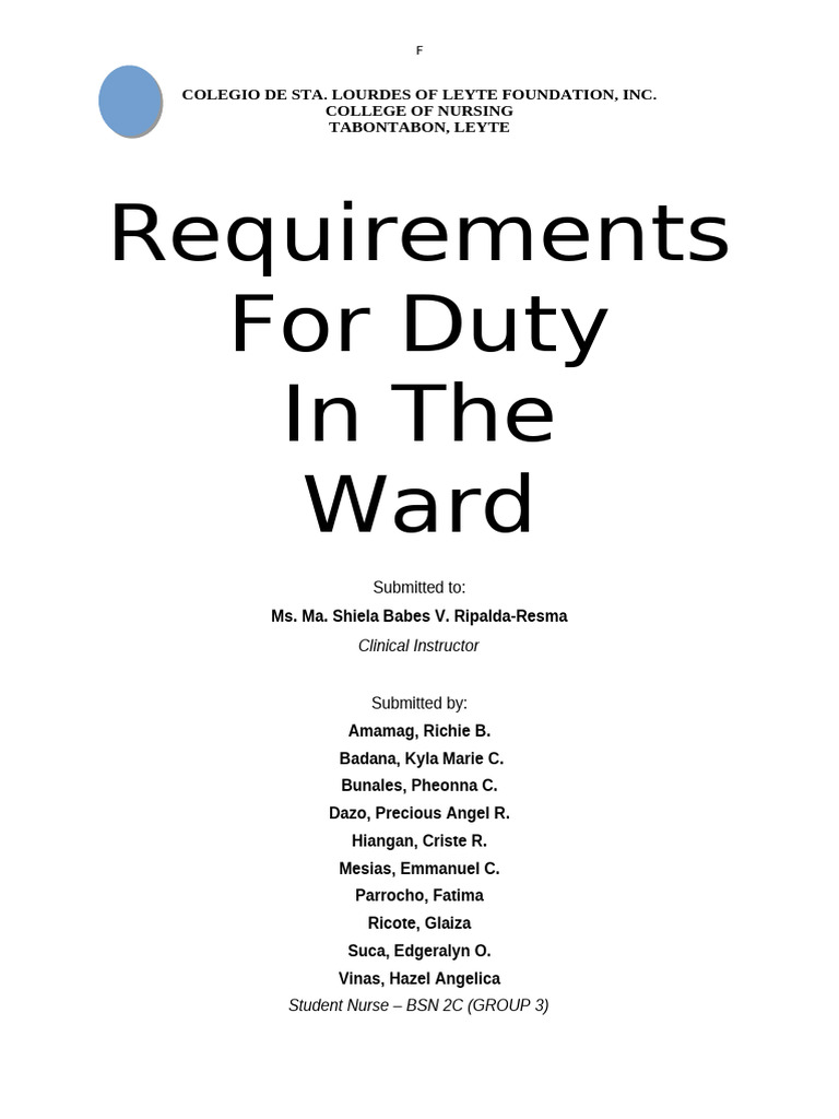 Ward Requirements 1 | PDF