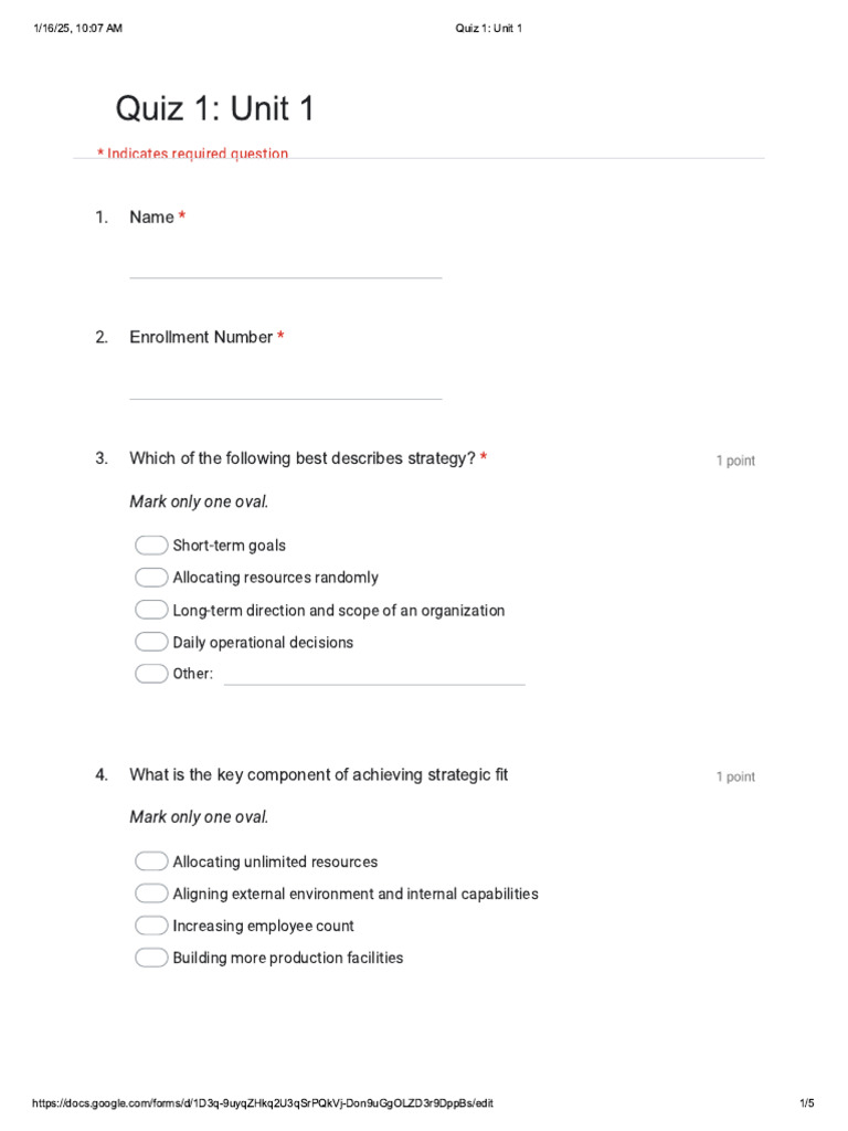 OS Quiz 1 - Google Forms | PDF
