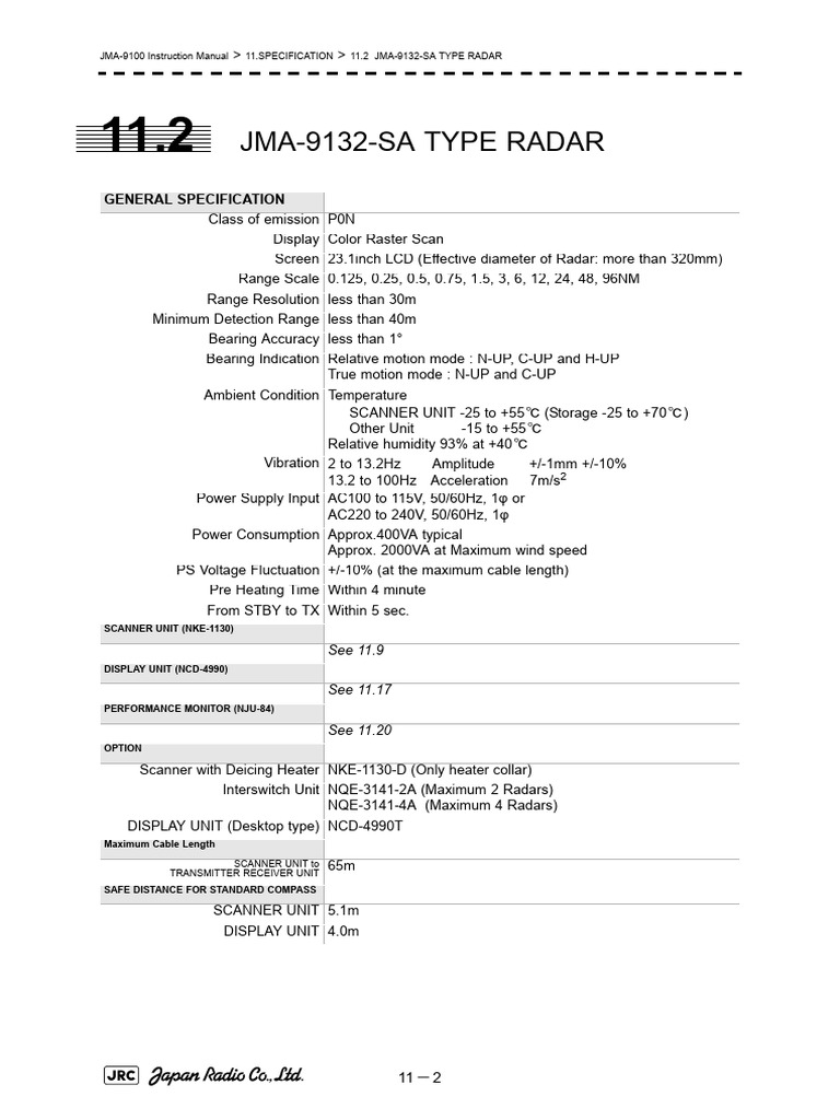 JMA 9132-SA Specification | PDF | Image Scanner | Radar
