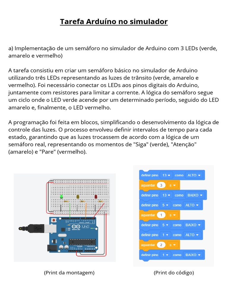 Tarefa Arduíno no simulador | PDF | Diodo emissor de luz | Arduino
