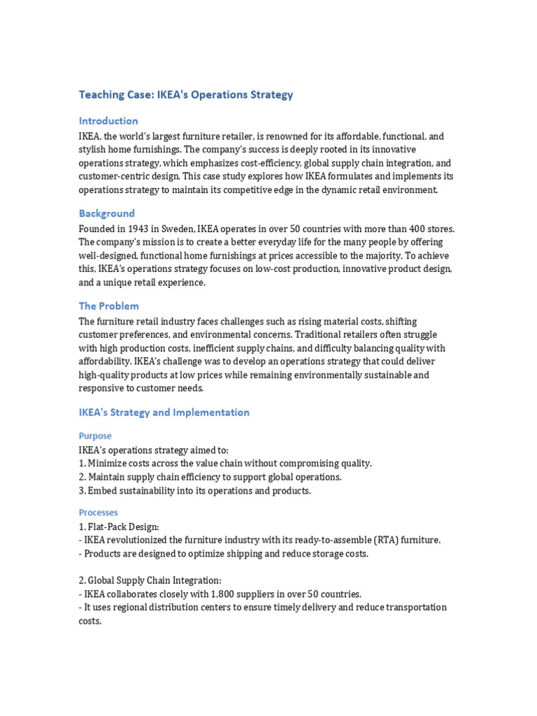 IKEA Operations Strategy Case | PDF | Supply Chain | Retail