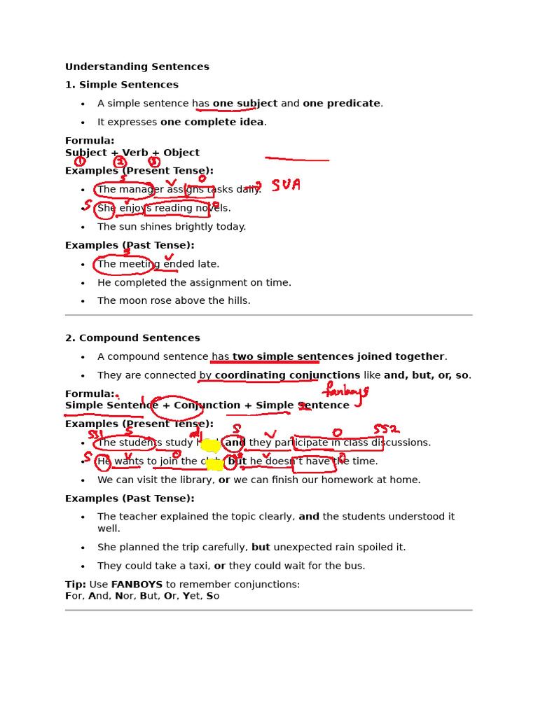 Notes Understanding Sentences | PDF