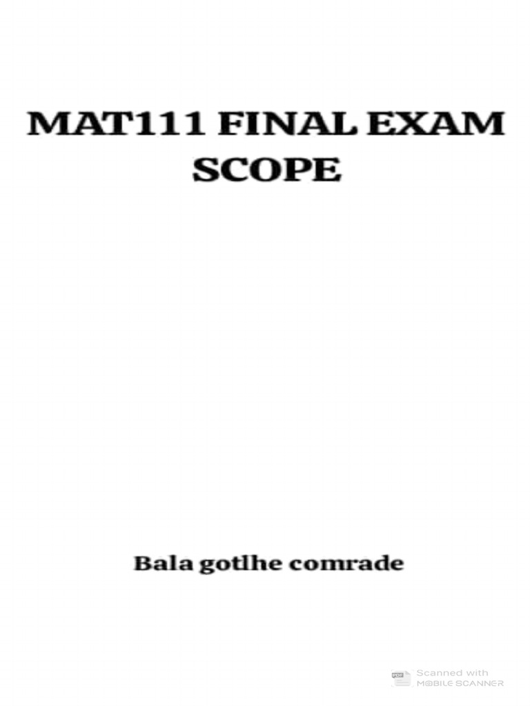 Mat111 Final Exam Scope | PDF