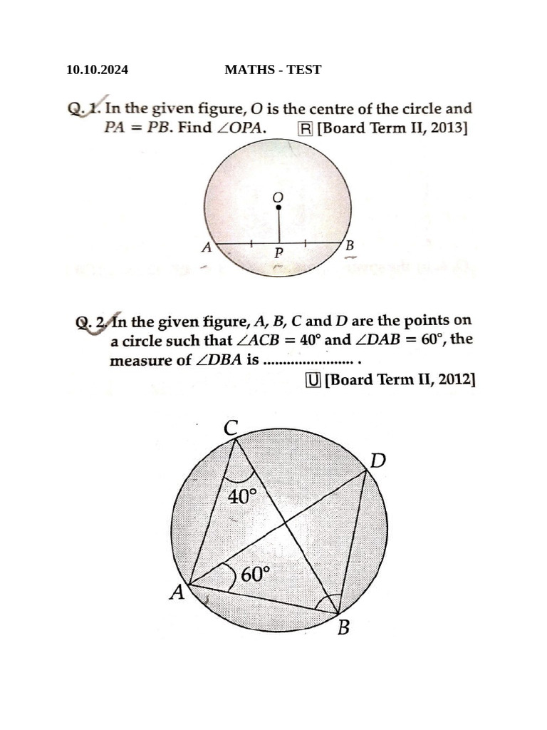 Maths - Test 10.10.2024 | PDF