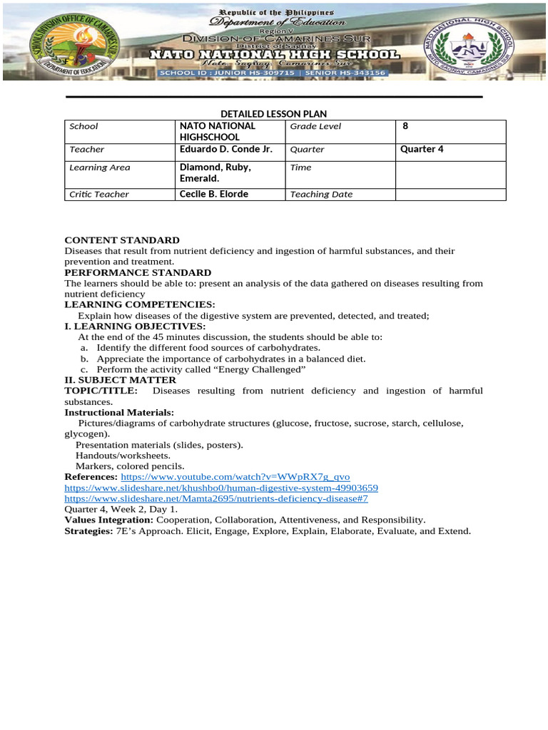 Digestive system lesson plan 1 | PDF | Carbohydrates | Chemistry