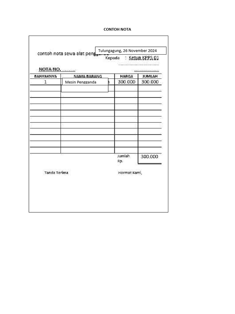 3. CONTOH NOTA MESIN PENGGANDA. | PDF