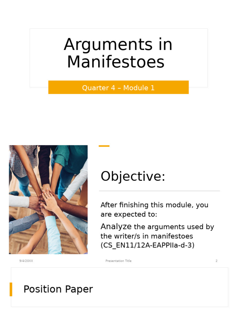Lesson 1 - Arguments in Manifestoes2.0 | PDF | Argument | Logical Consequence