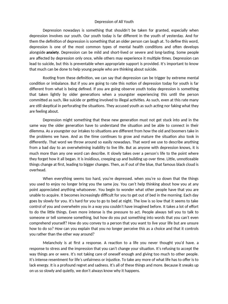 Understanding Youth Depression Today | PDF | Major Depressive Disorder ...