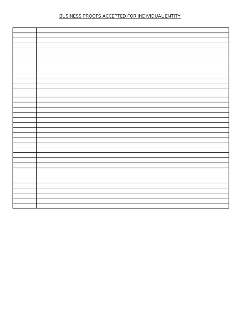 Individual Entity Business Proofs | PDF