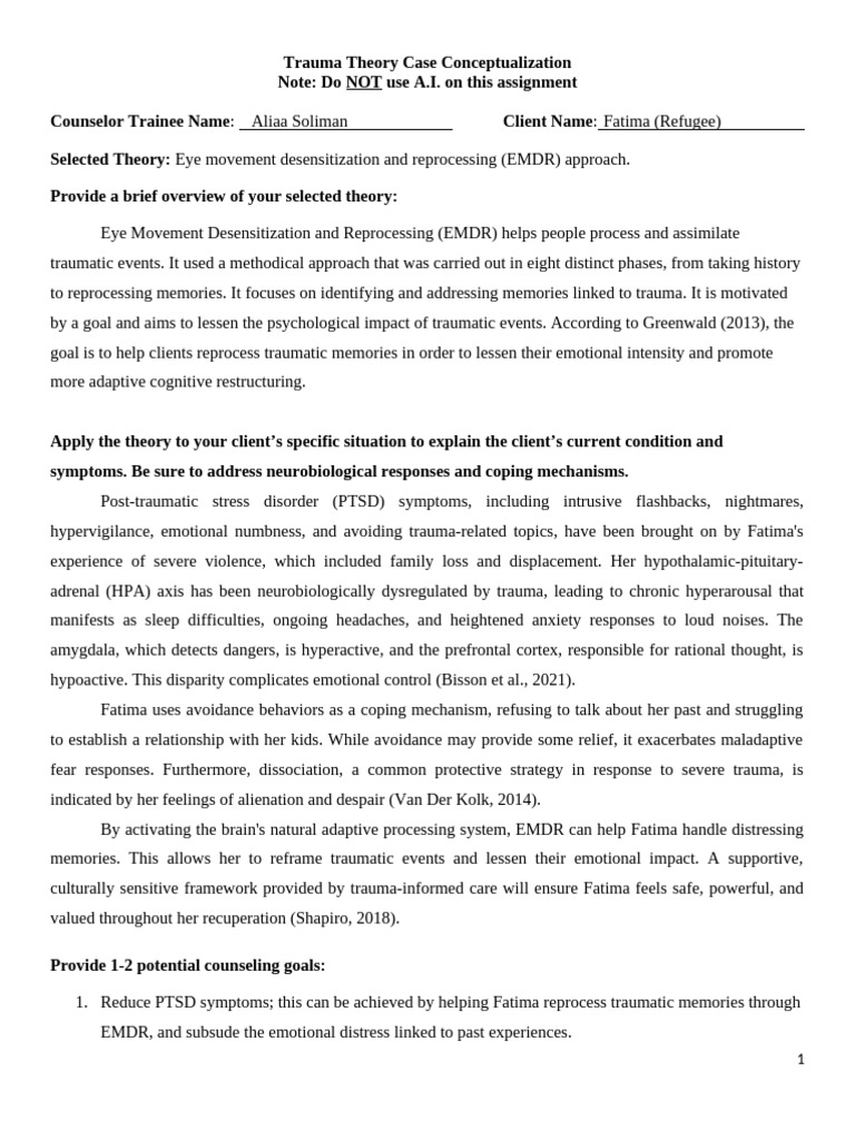 Trauma Theory Case Conceptualization Form | PDF | Psychological Trauma ...