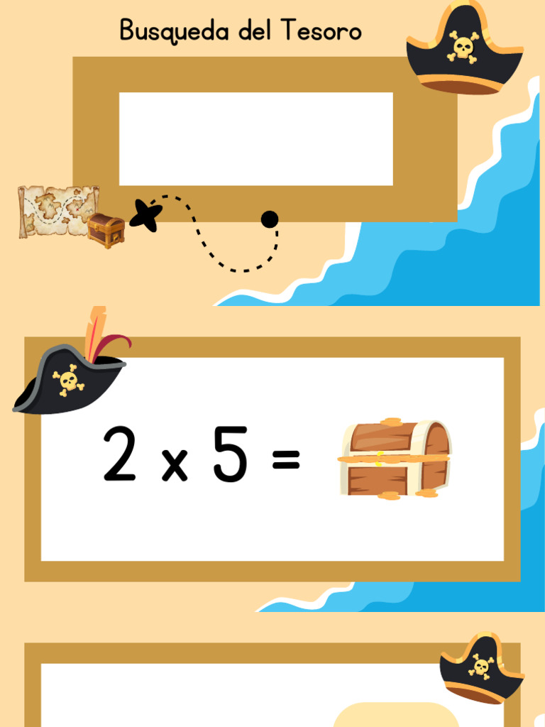 Colorful Cartoon Multiplication Treasure Hunt Math Presentation | PDF