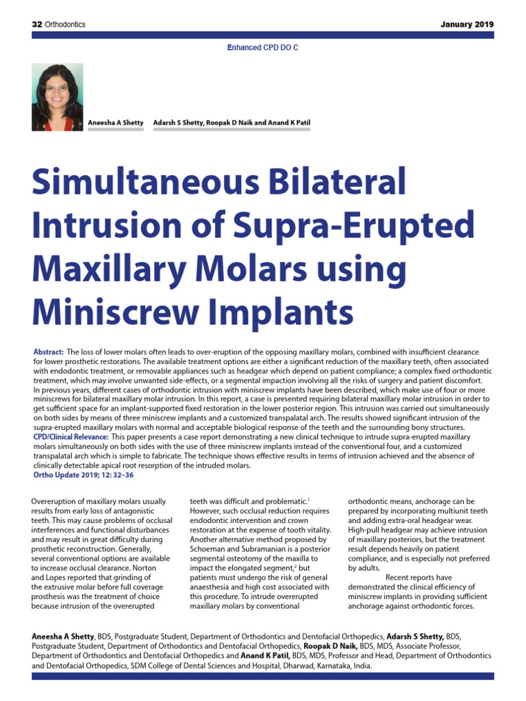 Bilateral Intrusion of Supra Erupted Maxillary Molars Using Miniscrews ...
