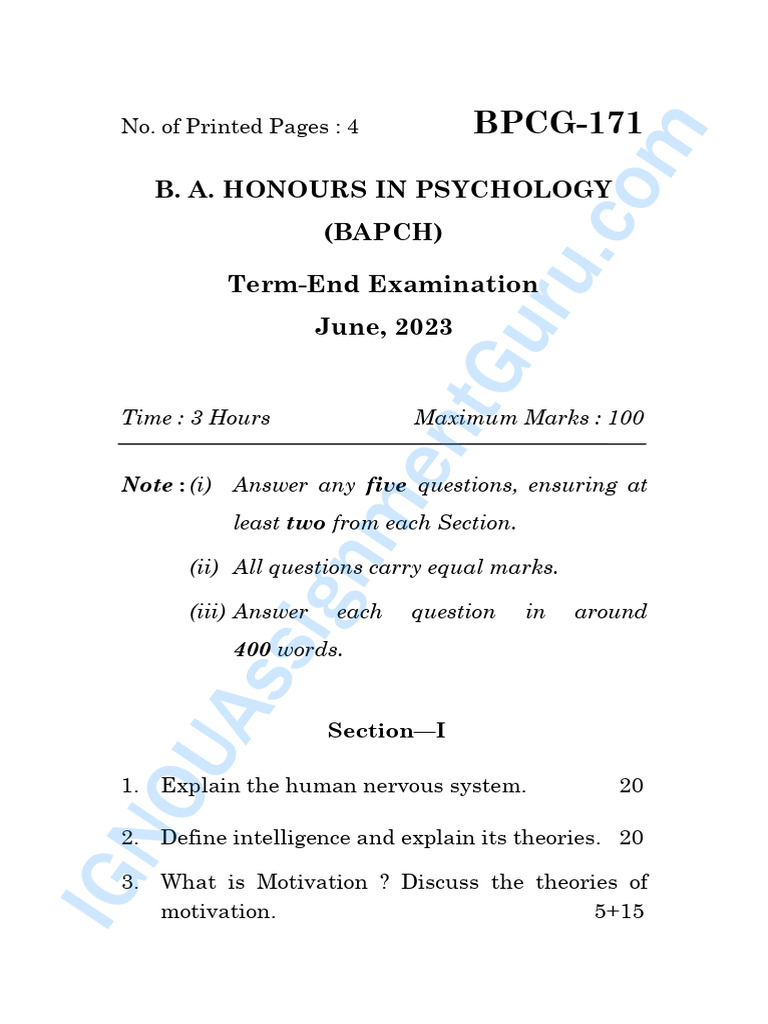 June 2023 BPCG-171 | PDF | Intelligence | Intelligence Quotient