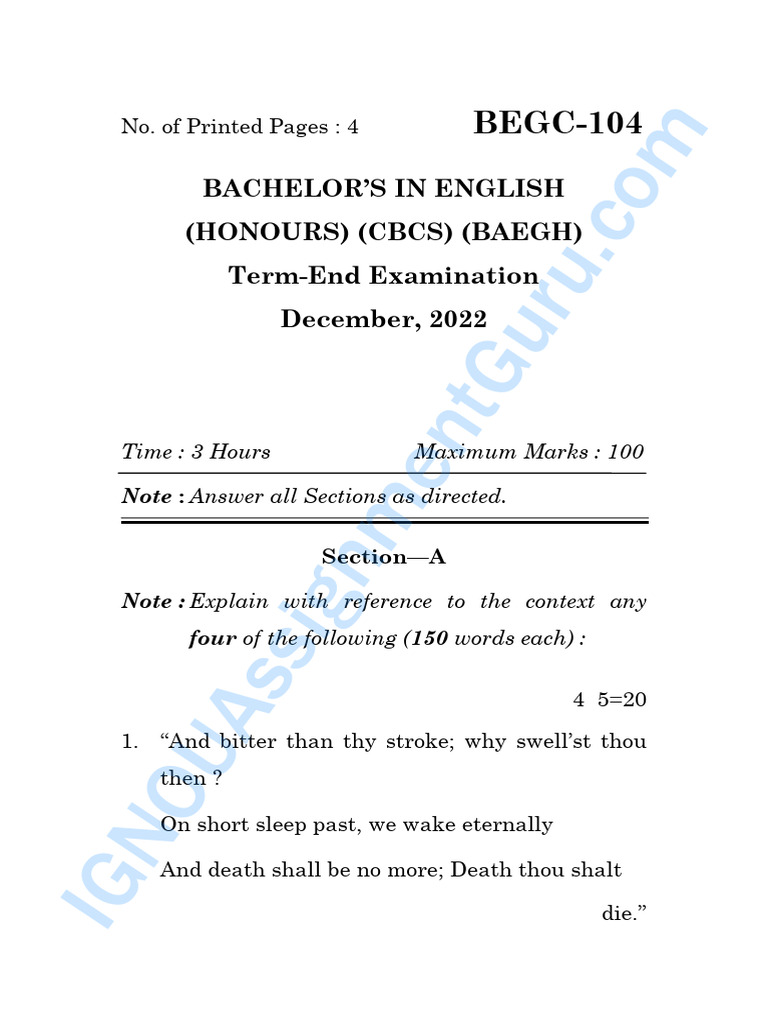 Dec - 2022 BEGC-104 | PDF