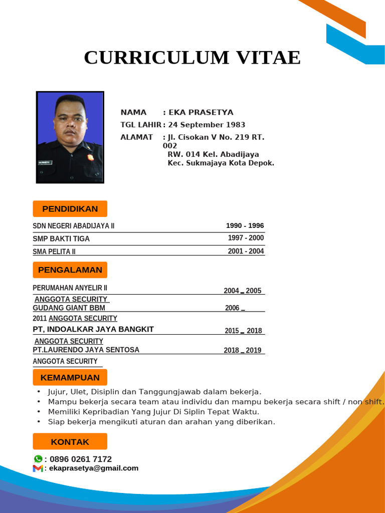Curriculum Vitae Eka Prasetya | PDF