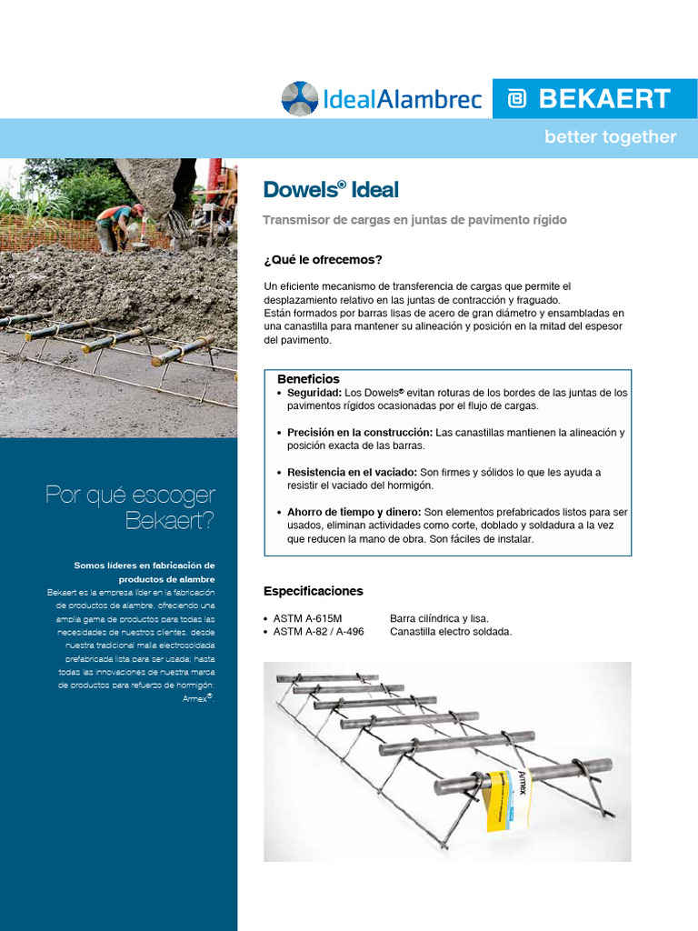 Dowels Juntas Pavimento | PDF | Cable | Hormigón