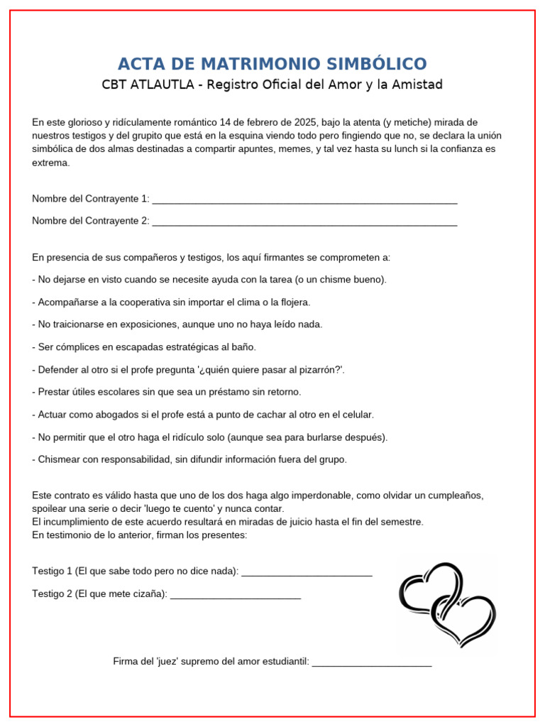 Acta Matrimonio Simbolico Marco | PDF