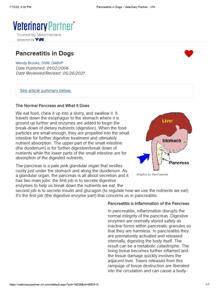 Pancreatitis in Dogs - Veterinary Partner - VIN (13 250306 004855 | PDF ...