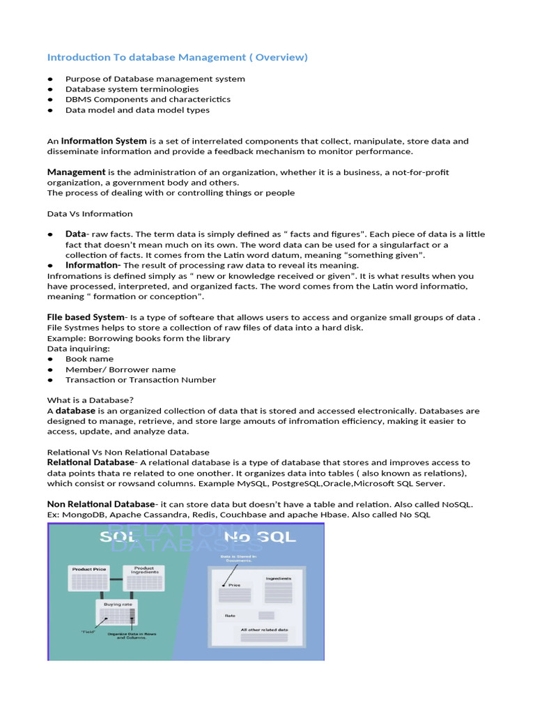 DBMS Overview and Chapter 1 | PDF | Databases | Database Transaction
