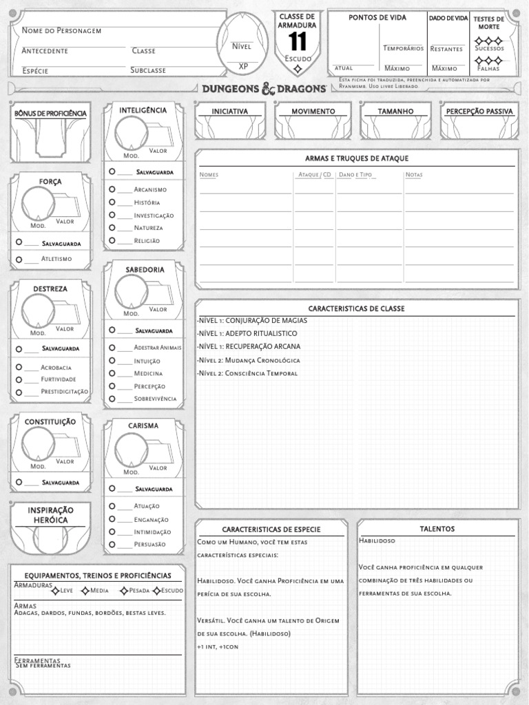 Ficha Gwen N'agoth lvl2 Corrigida | PDF