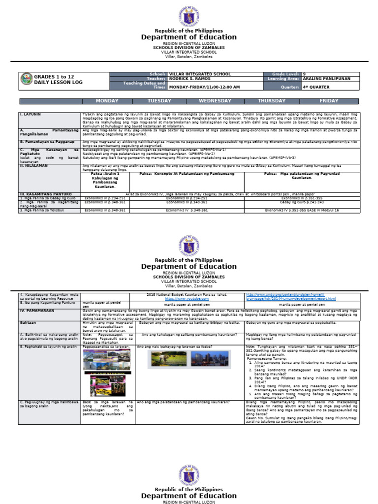 AP 9 DLL Q4 Week 1 | PDF
