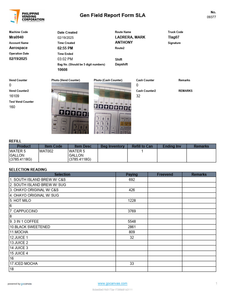 02 19 2025 Gen Field Report Form SLA | PDF | Caffeinated Drinks | Non ...