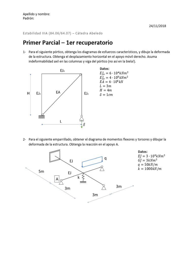 1erParcial - 1er recuperatorio 2C 2018 | PDF