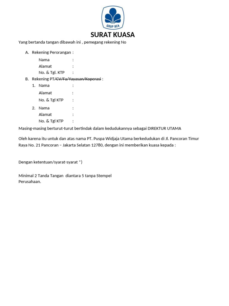 Surat Kuasa - Sample 01 | PDF