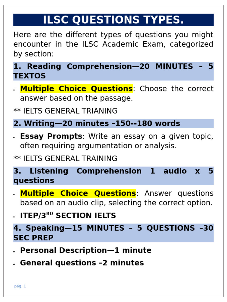 Ilsc Questions Types | PDF